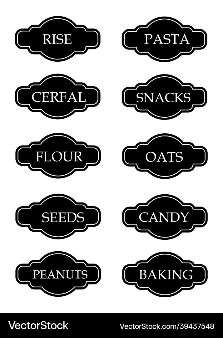Kitchen seasoning pantry label organizer in black Vector Image