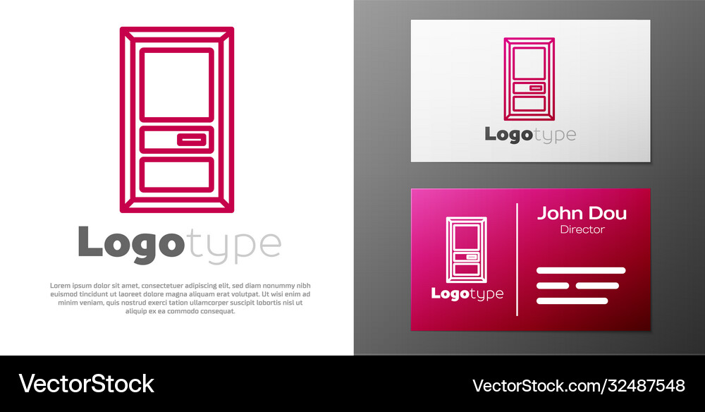 Logotype line closed door icon isolated on white Vector Image