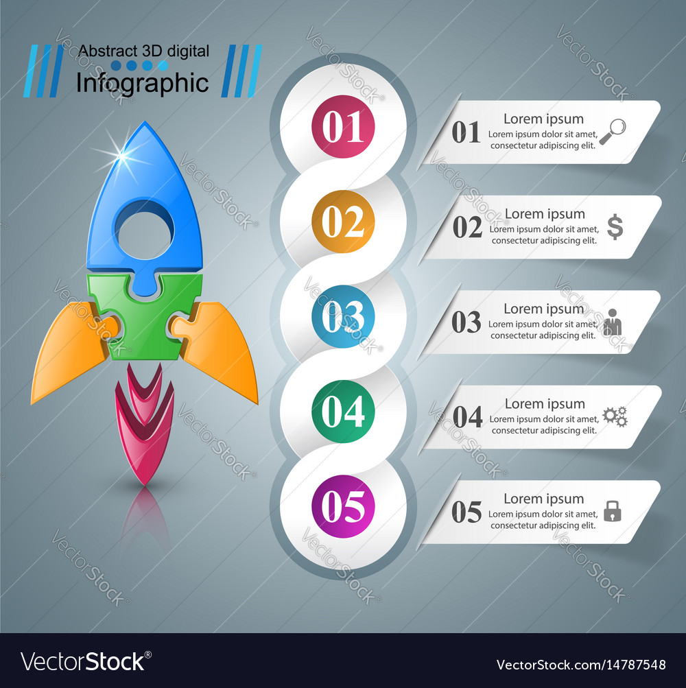 Rocket icon abstract infographic Royalty Free Vector Image