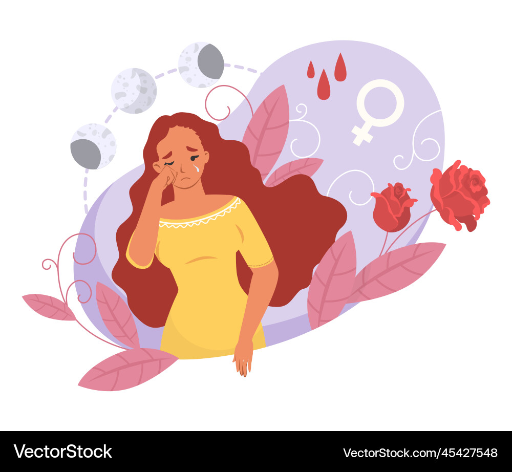 Sad girl with premenstrual period problem Vector Image