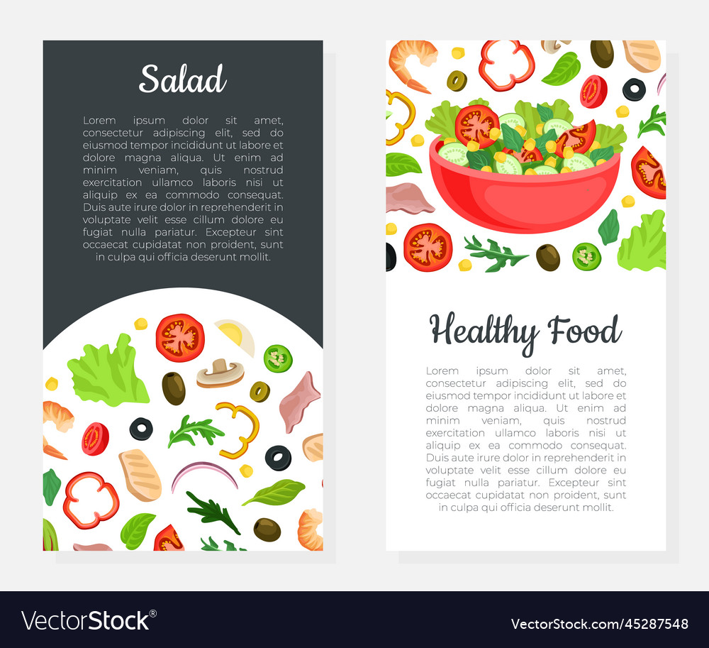 Salad healthy food banner templates with space Vector Image