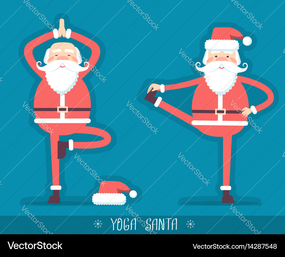 Santa claus doing yoga isolated for design Vector Image