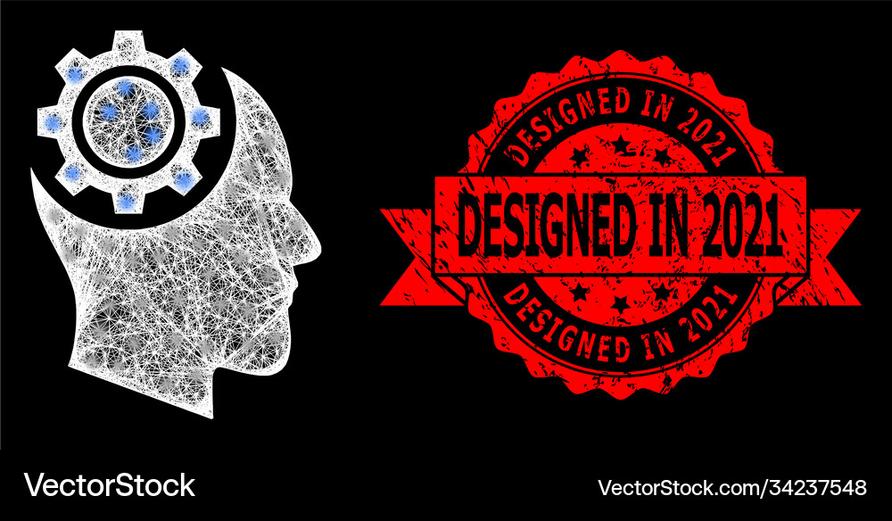 Scratched designed in 2021 seal and bright Vector Image