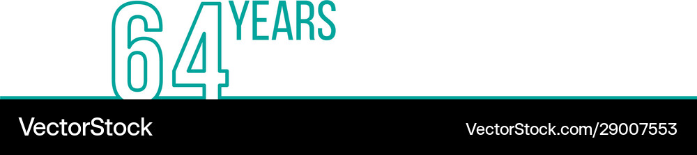 64 years anniversary or birthday linear outline Vector Image