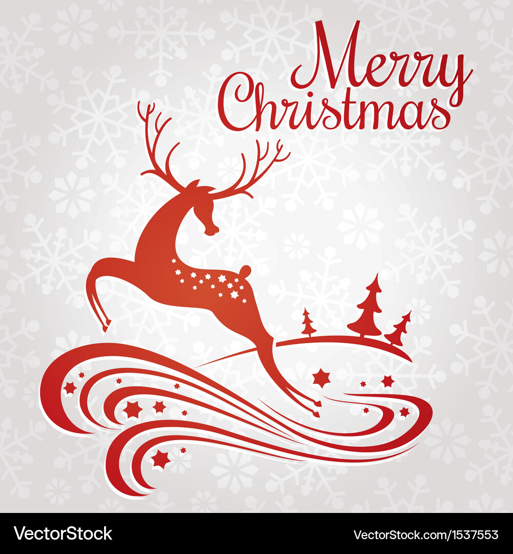 Christmas greeting card with deer Royalty Free Vector Image