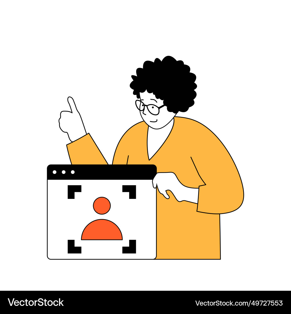 Cyber security concept with cartoon people in flat