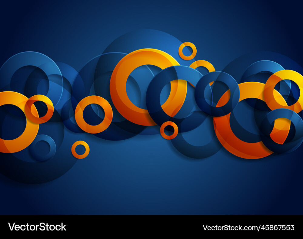 Glossy blue orange abstract rings geometric Vector Image