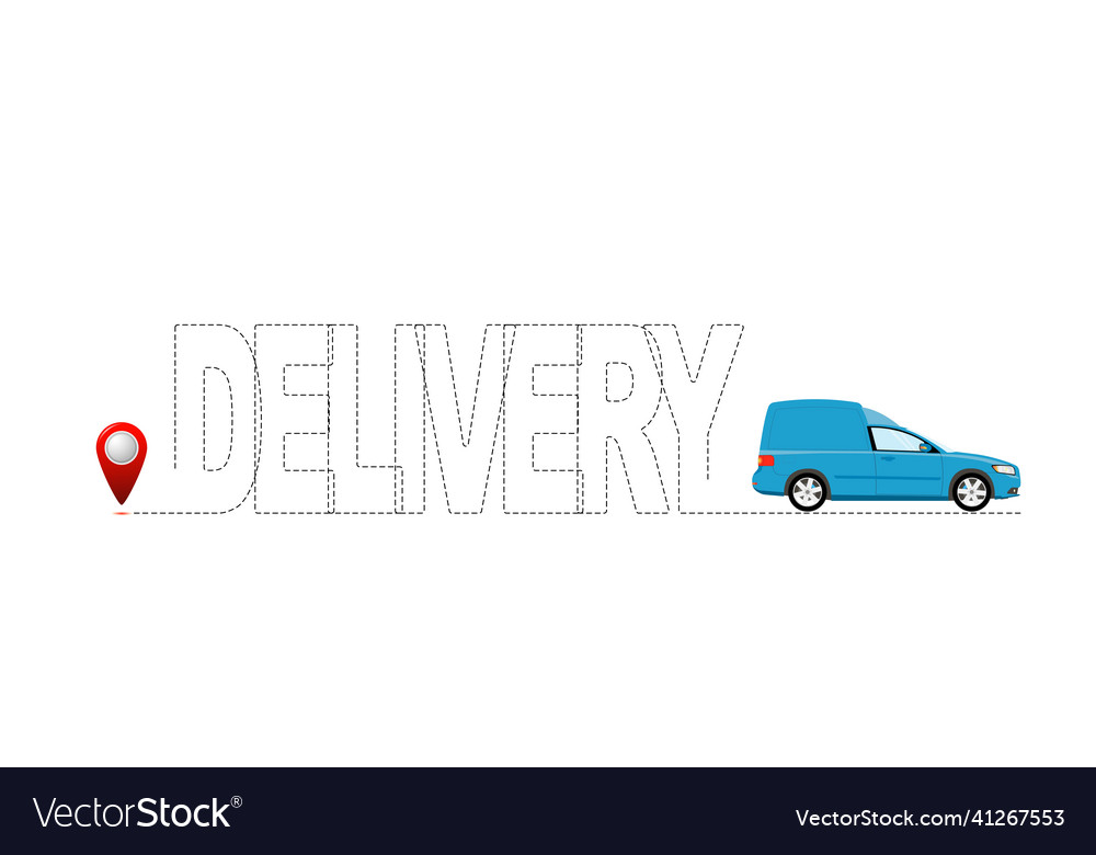 Inscription delivery by a dotted line Royalty Free Vector