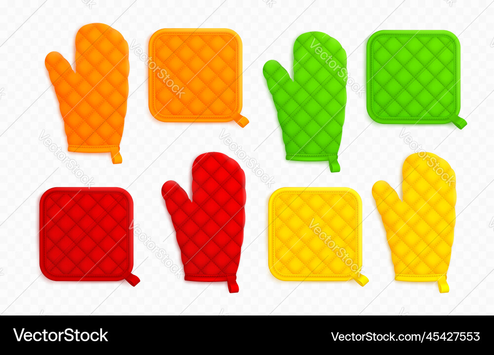 Kitchen mittens and potholders oven mitts Vector Image
