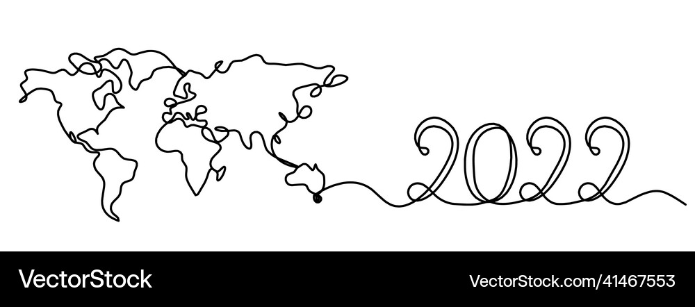 Map with 2022 year as line drawing on white Vector Image