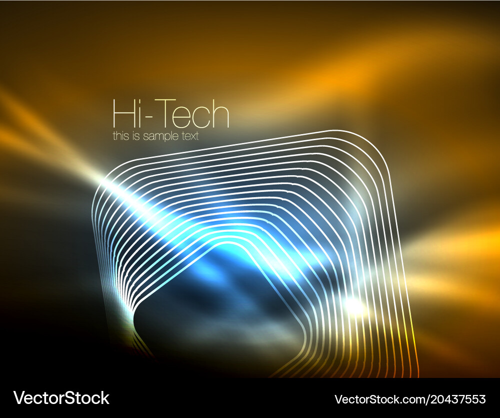 Neon glowing outline squares in dark Royalty Free Vector