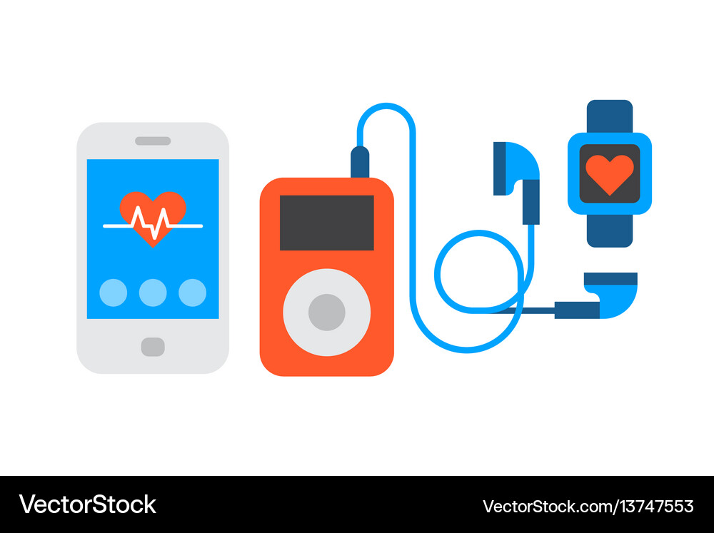 Portable device music player cartoon digital Vector Image