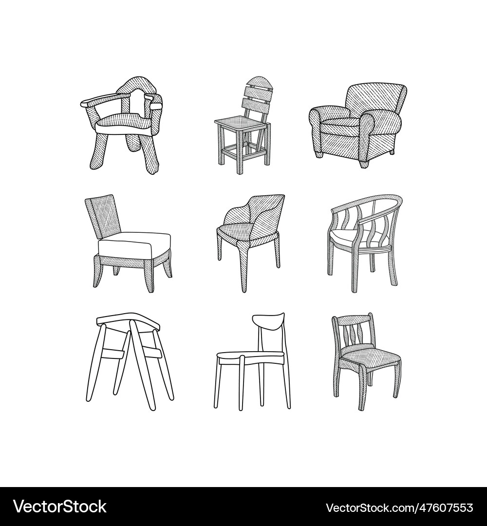 Set chair simple icon design template Royalty Free Vector