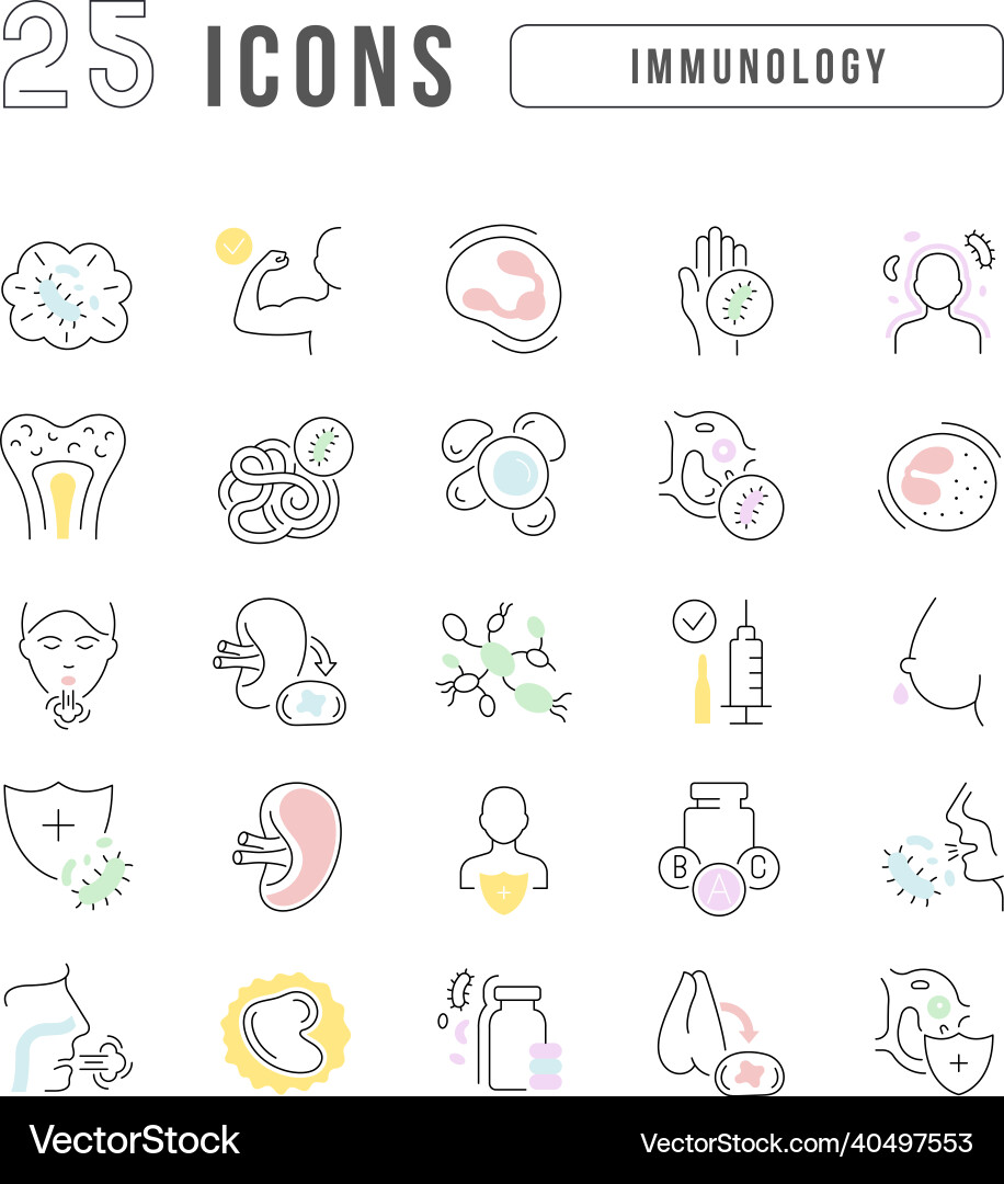 Set of linear icons immunology Royalty Free Vector Image