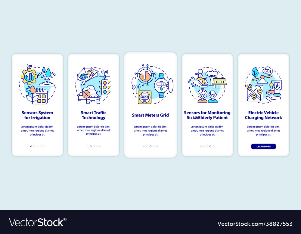 Smart city projects onboarding mobile app page Vector Image