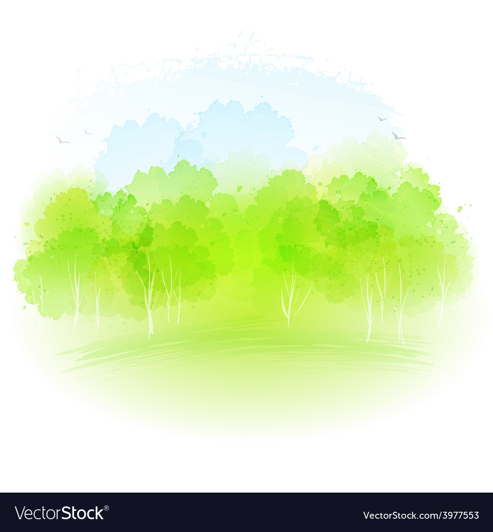 Watercolor spring landscape Royalty Free Vector Image