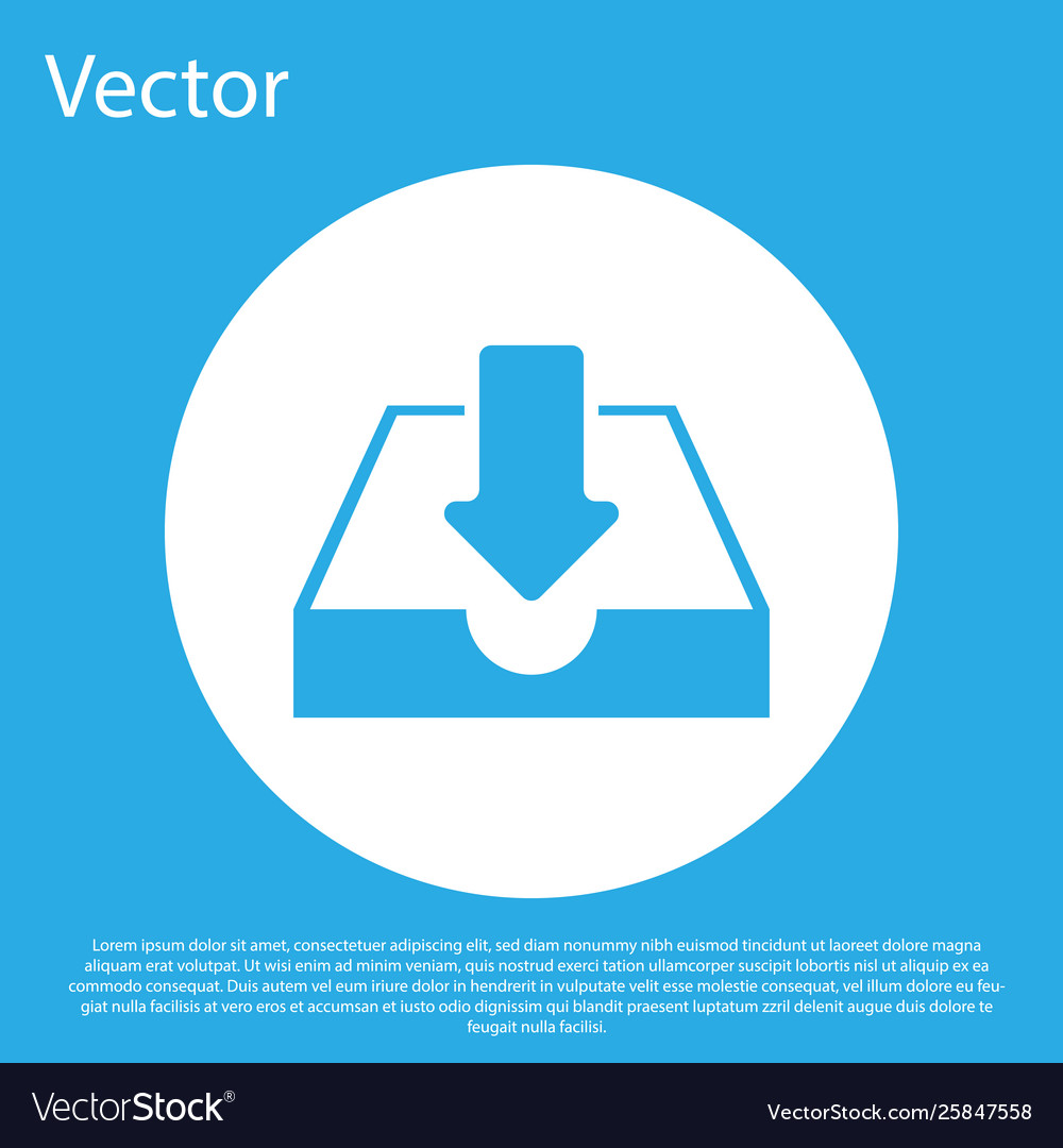 Blue download inbox icon isolated on Royalty Free Vector Blue download inbox icon isolated on Royalty Free Vector