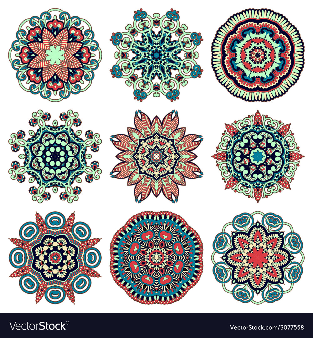 Circle lace ornament round ornamental geometric Vector Image