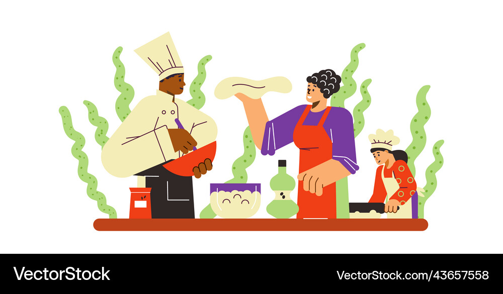 Cooking class with professional chef woman Vector Image