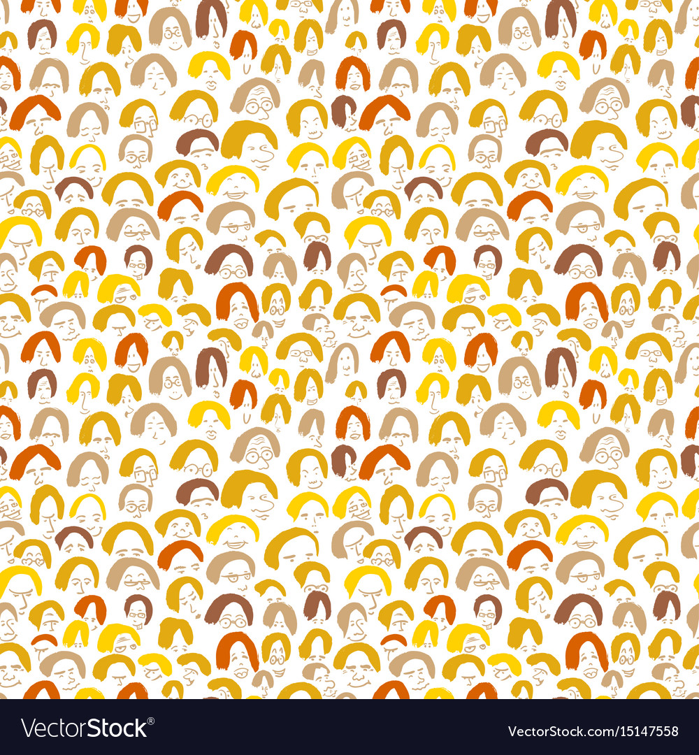 Crowded Doodle Faces Pattern Royalty Free Vector Image