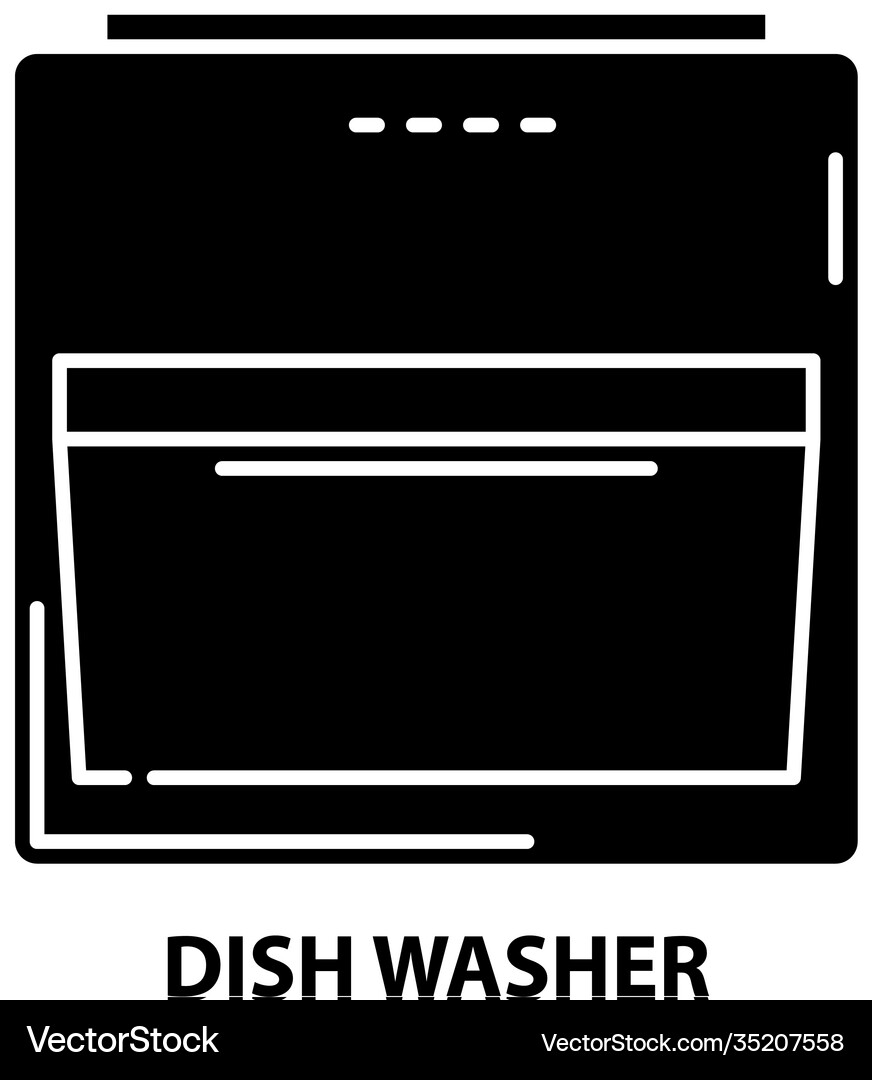 Dish washer icon black sign with editable Vector Image