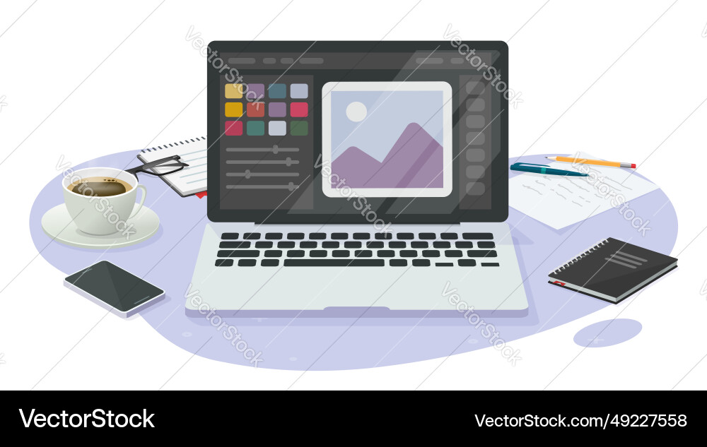 Graphic design image editor or photo drawing Vector Image