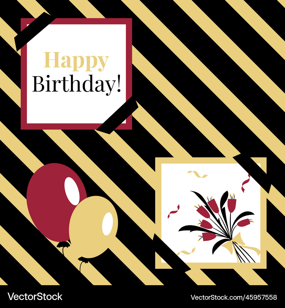 Happy birthday card insta post background Vector Image