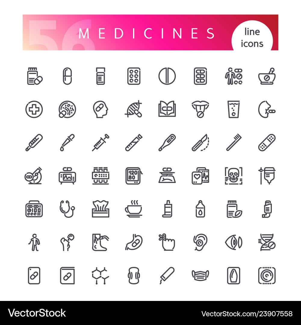 Medicines line icons set Royalty Free Vector Image