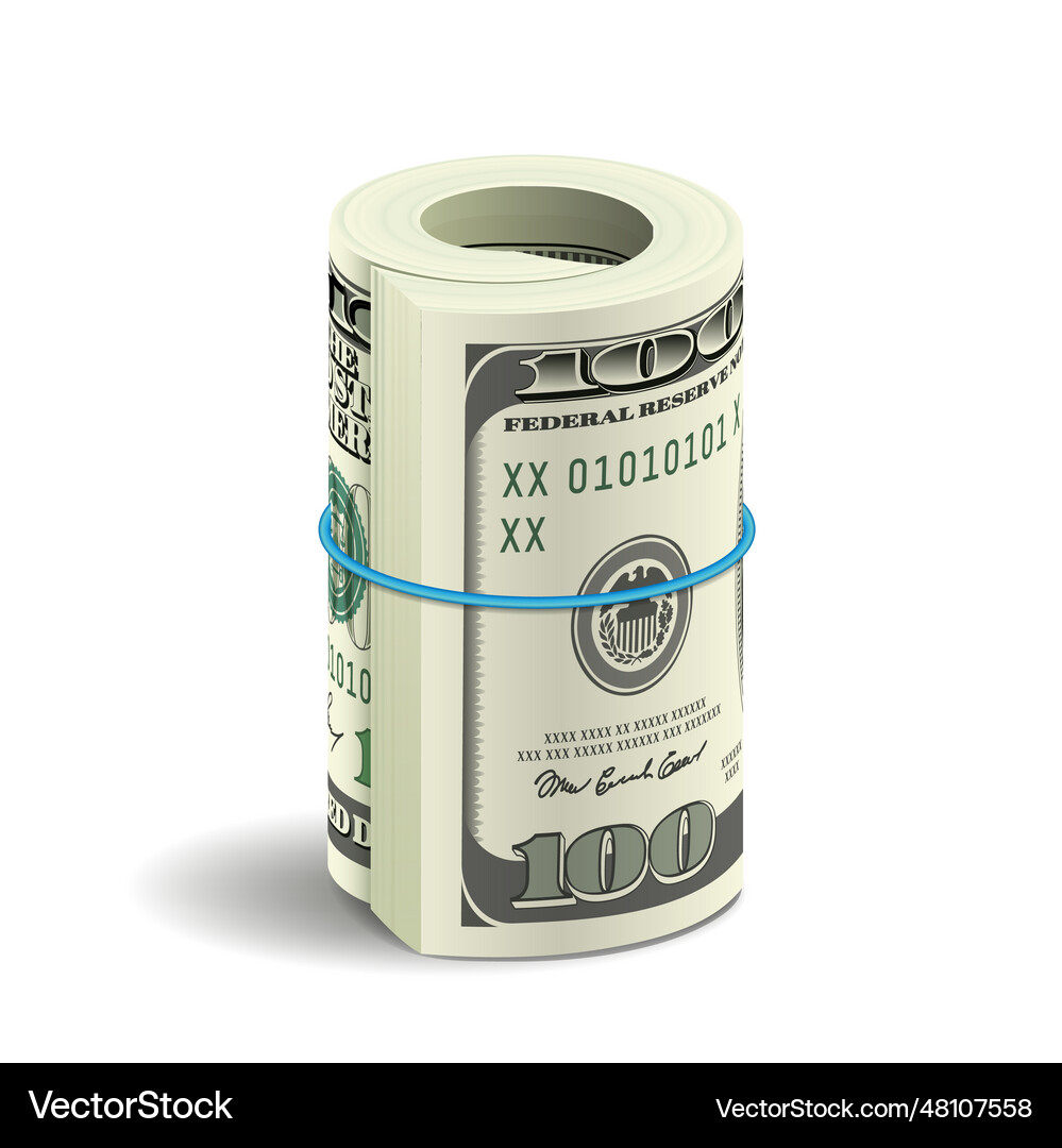 Realistic Dollar Bill Bundle Royalty Free Vector Image