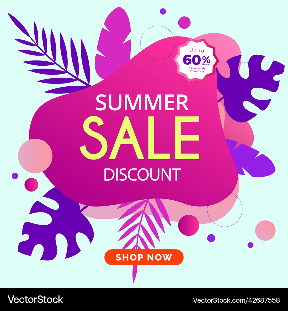 Summer sales flyer with discount tag Royalty Free Vector