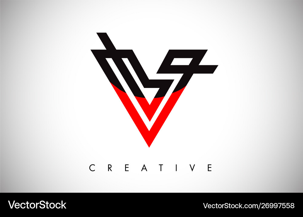 V black and red logo letter creative Royalty Free Vector