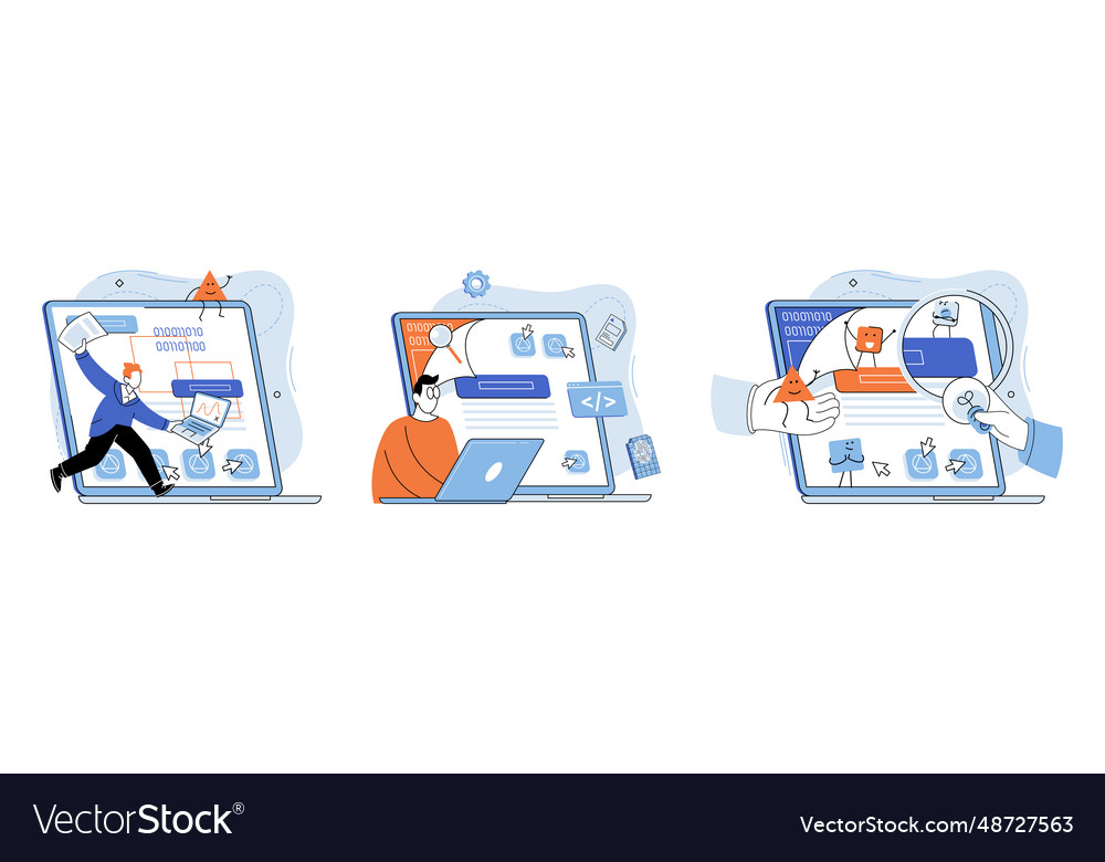 Application testing metaphor app test Royalty Free Vector