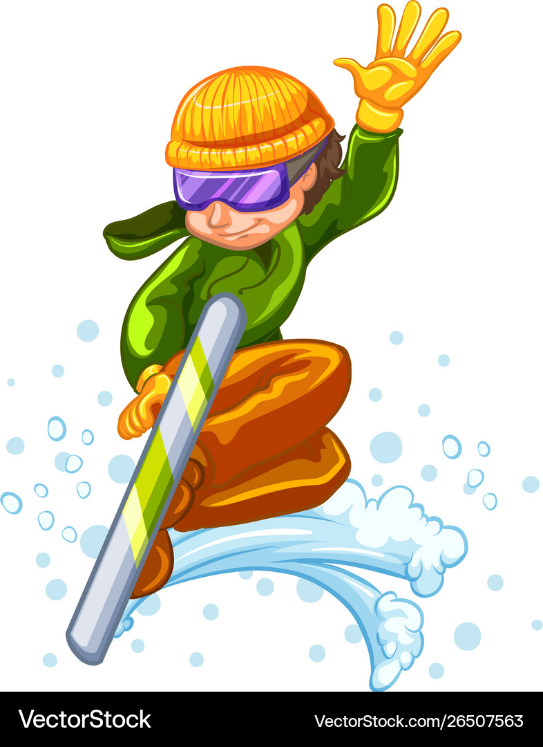 Boy snowboarding white background Royalty Free Vector Image