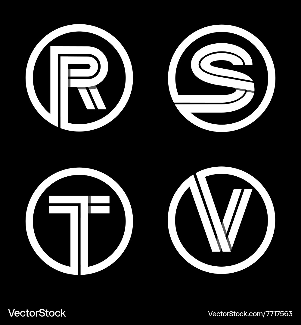 Capital letters R S T V Double white stripe Vector Image