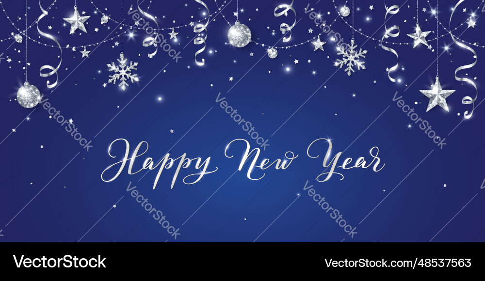 Christmas banner silver glitter decoration hand Vector Image