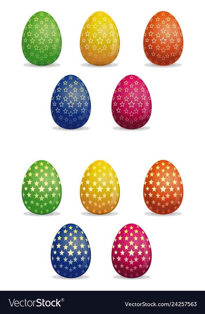 Easter eggs icons set star pattern Royalty Free Vector Image