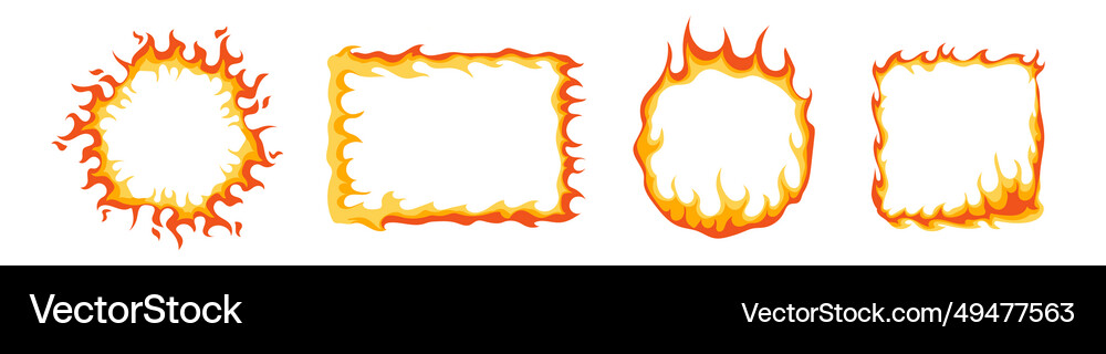 Fire ring frame flame circle border Royalty Free Vector