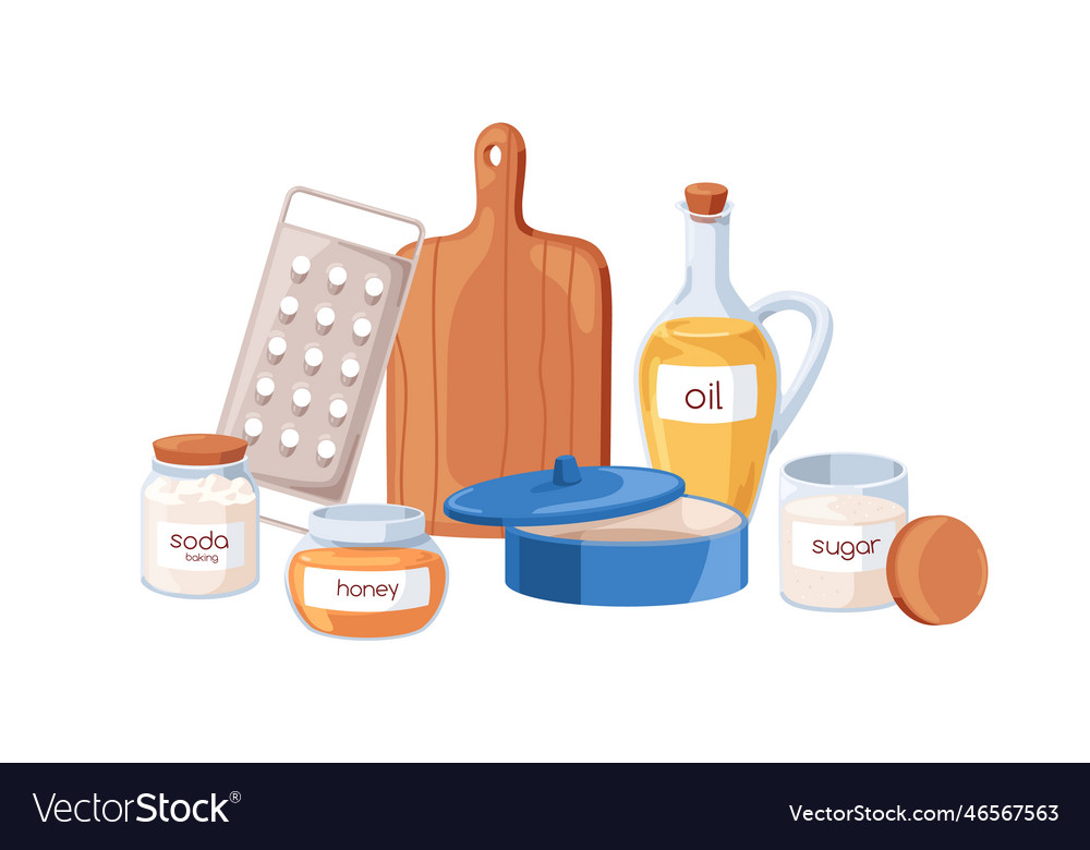 Kitchen tools baking ingredients composition Vector Image