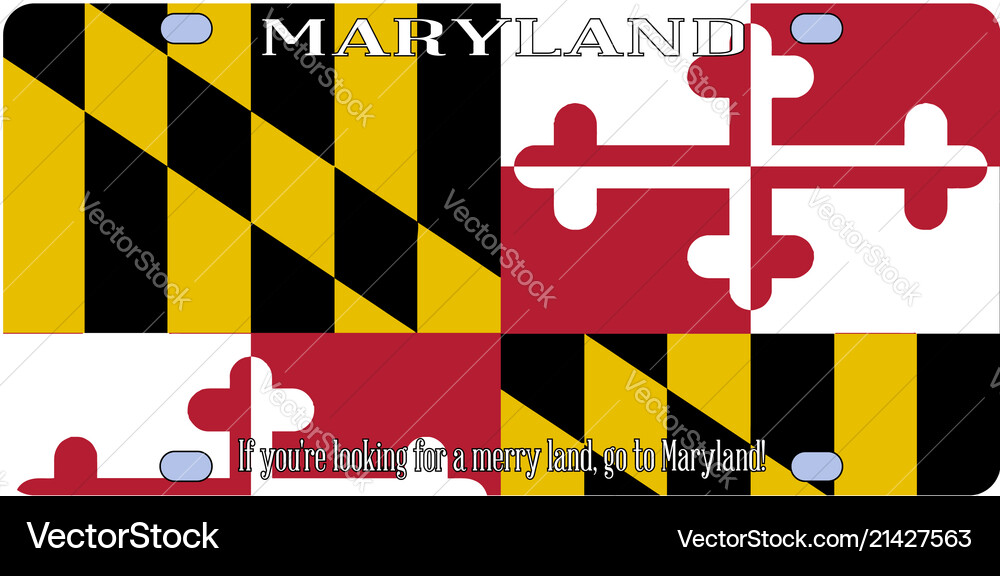 Maryland State Flag License Plate Royalty Free Vector Image