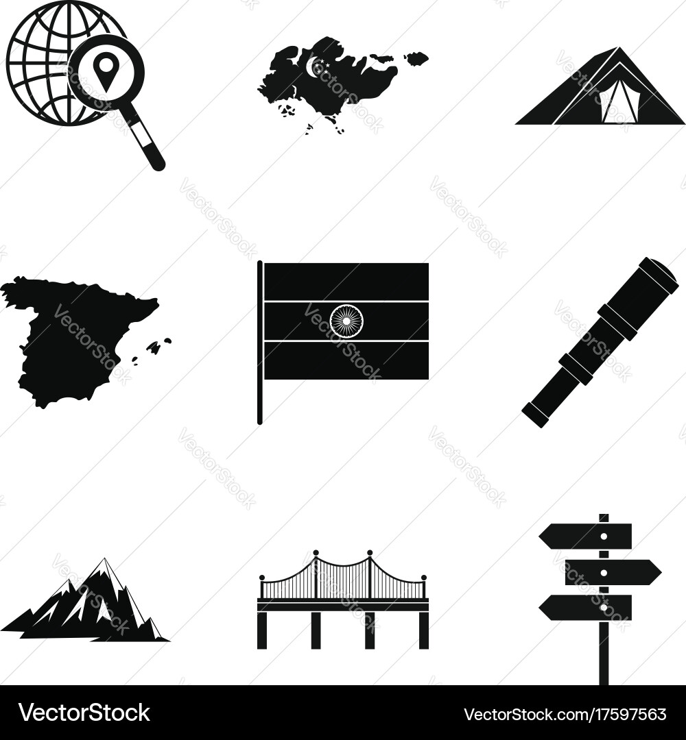 Navigation on the map icons set simple style Vector Image