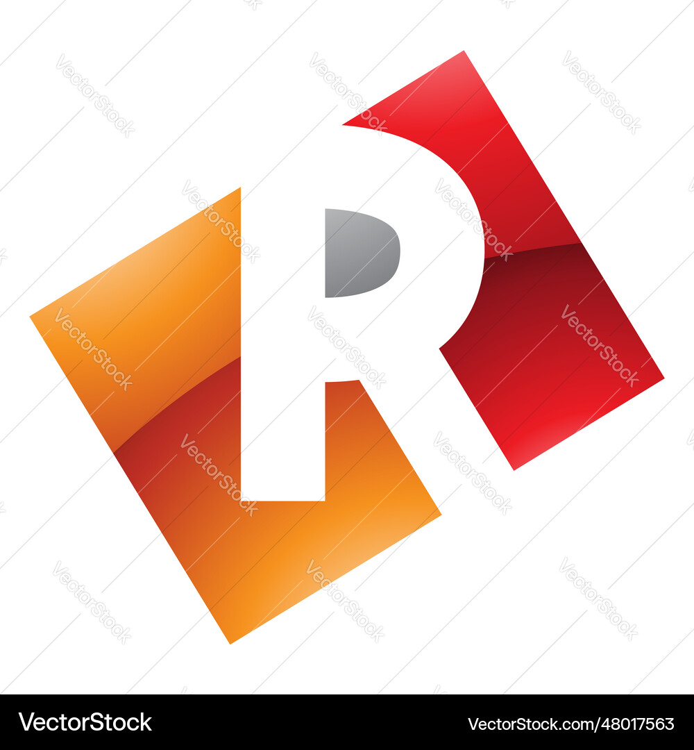 Orange and red glossy rectangle shaped letter r Vector Image