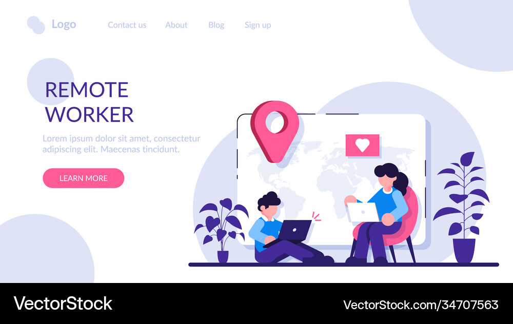 Remote freelance worker concept distance job man Vector Image