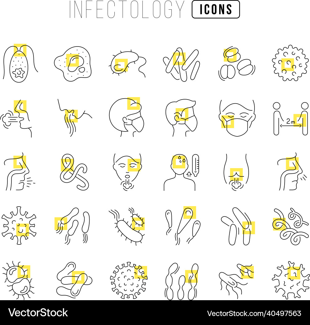 Set of linear icons infectology Royalty Free Vector Image