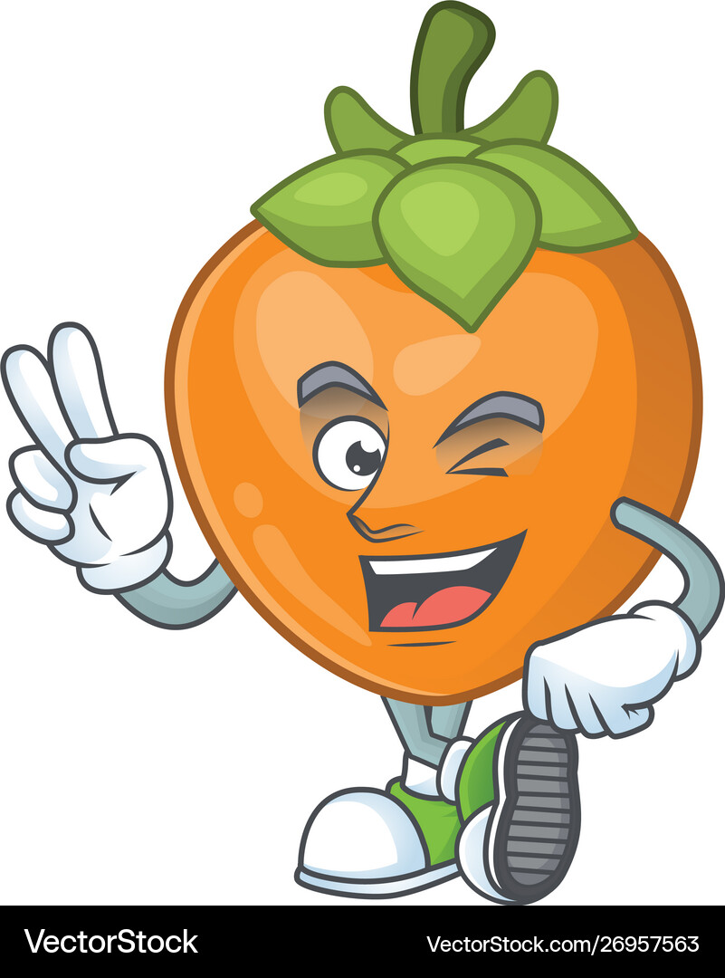 Two finger persimmon cartoon character isolated Vector Image