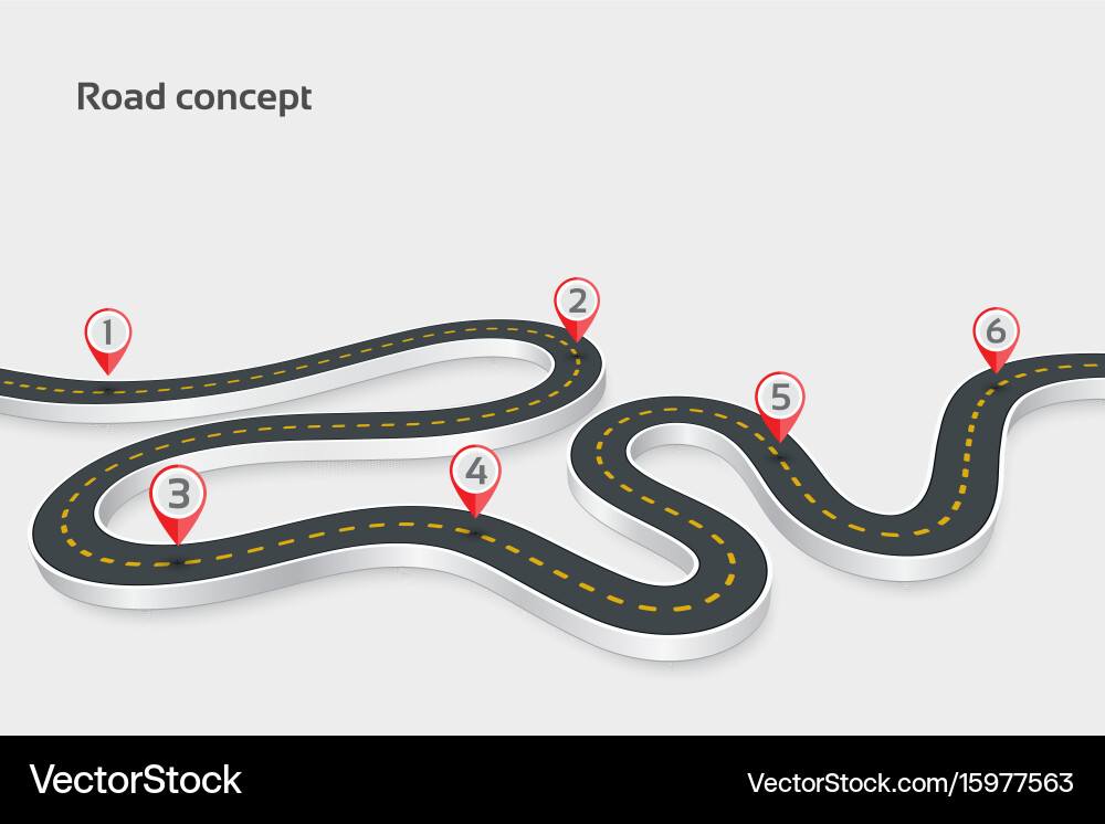 Winding 3d road infographic concept on a white Vector Image