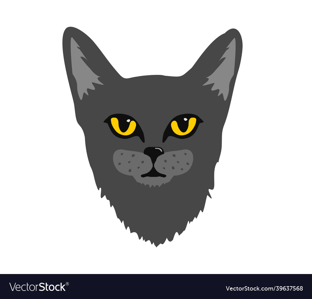 Black cat head simple cartoon Royalty Free Vector Image