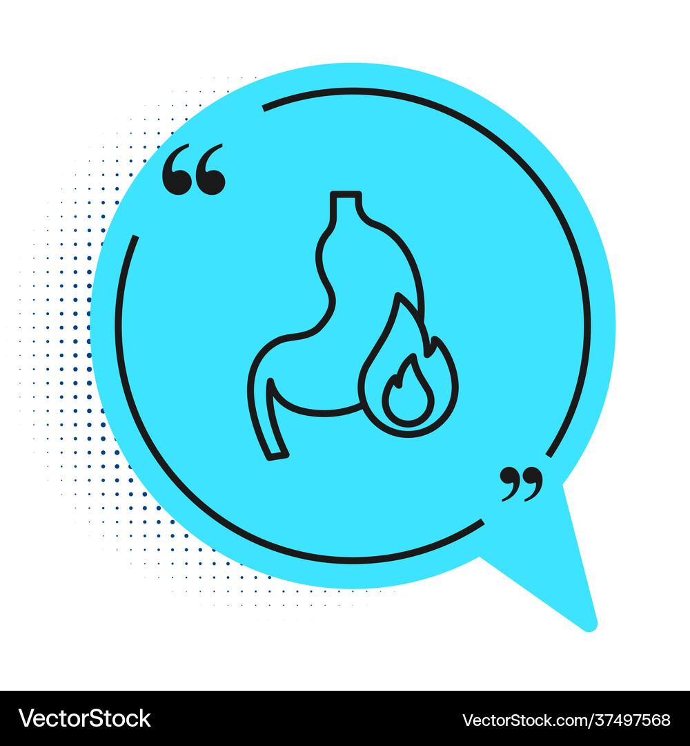 Black line stomach heartburn icon isolated Vector Image