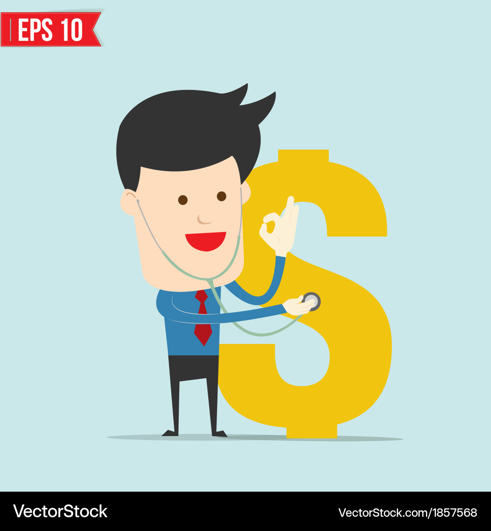 Businessman and financial check up Royalty Free Vector Image