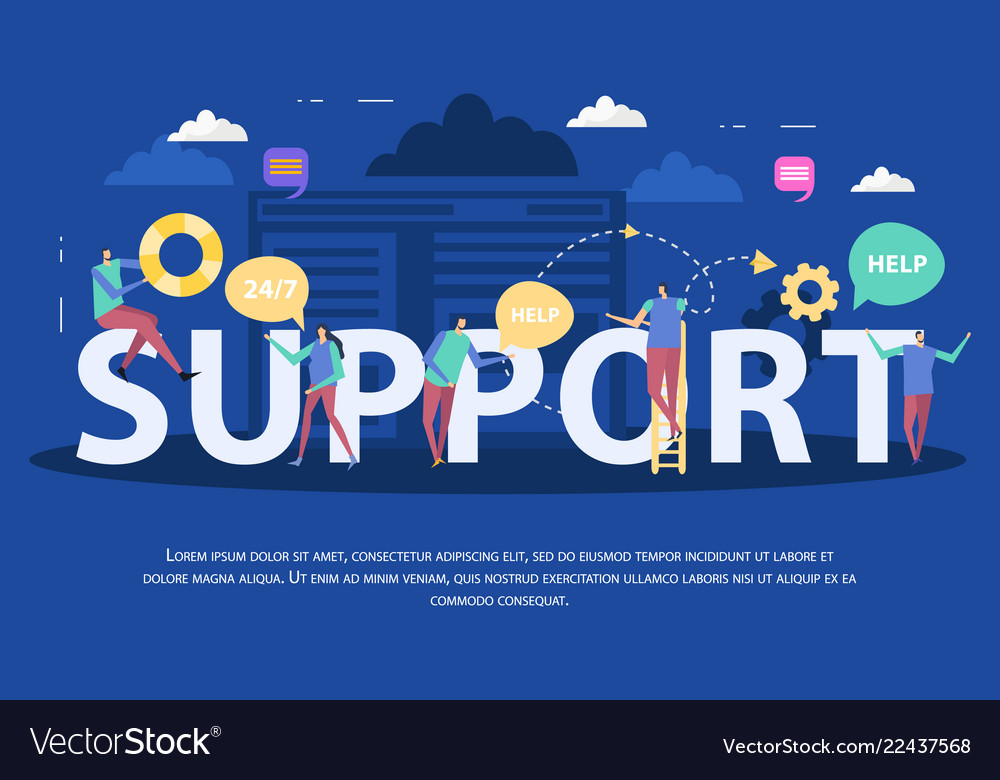 Client support service flat composition Royalty Free Vector