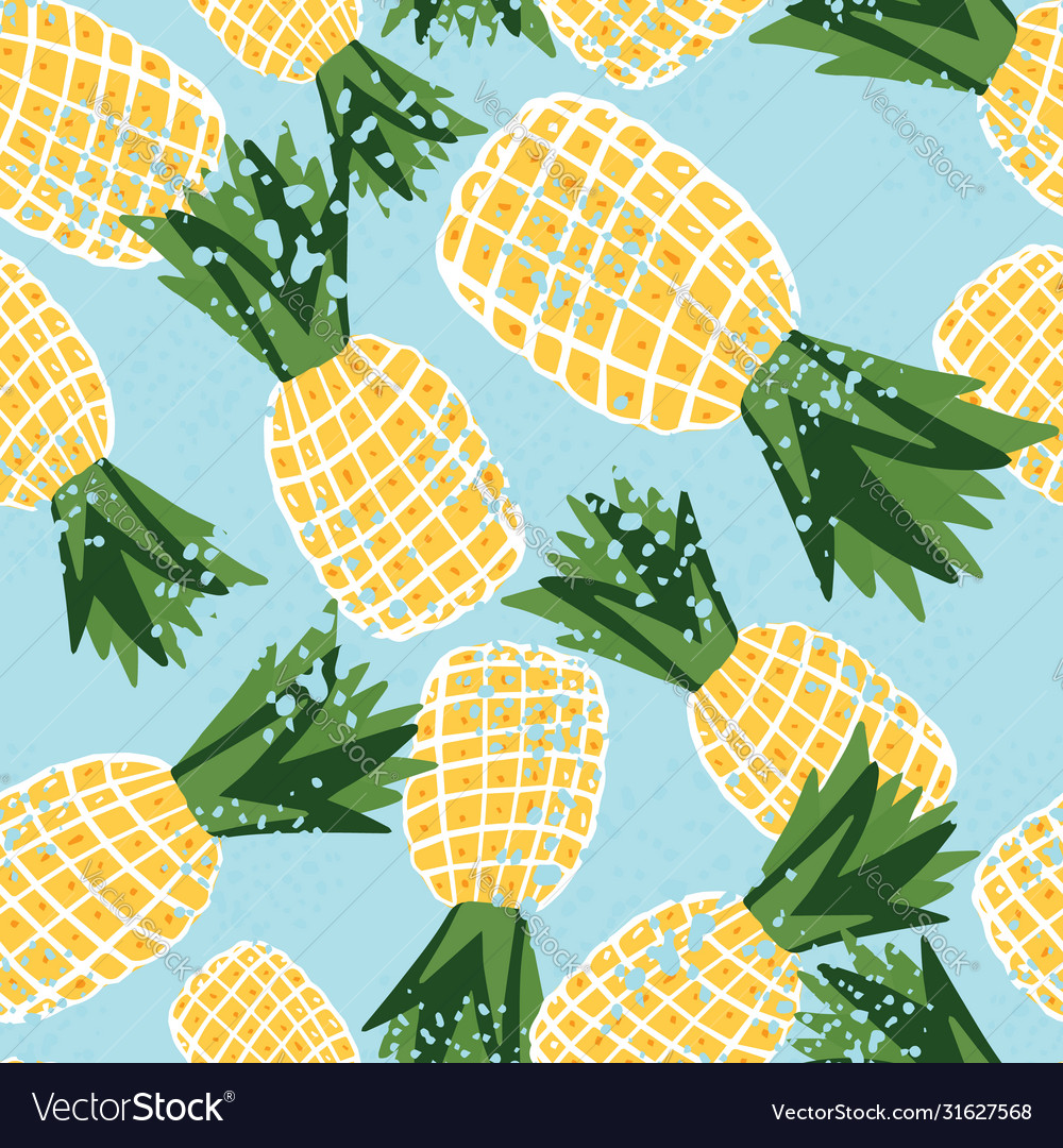 Creative pineapple seamless pattern hand drawn Vector Image